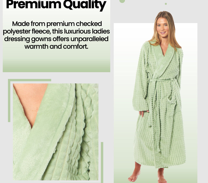 OLIVIA ROCCO Womens Luxury Waffle Fleece Robe Belted Long Dressing Gown ...