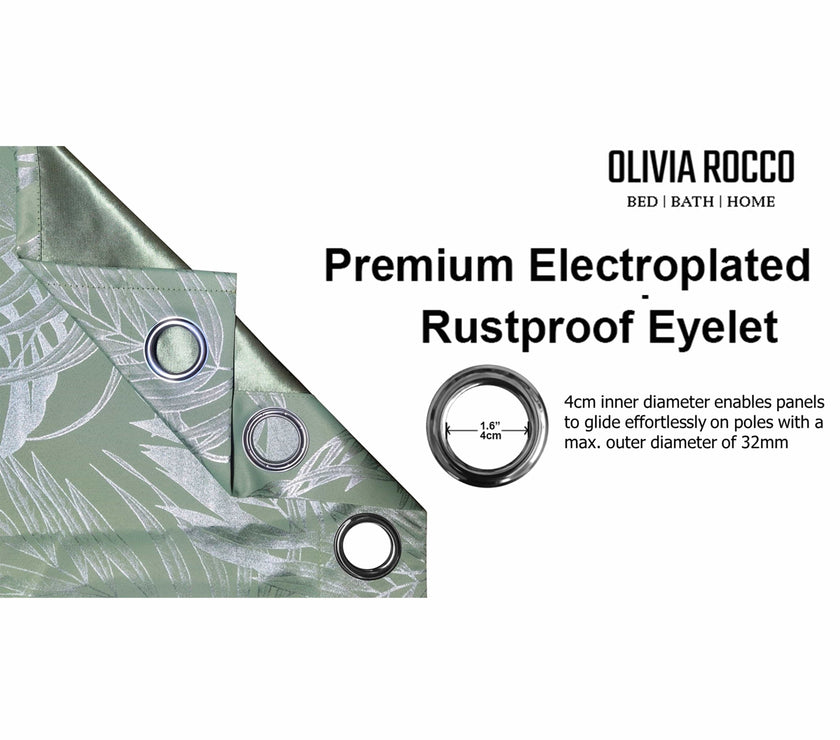 OLIVIA ROCCO Leaf Sage Green Sparkle Blackout Curtains With Thermal ...