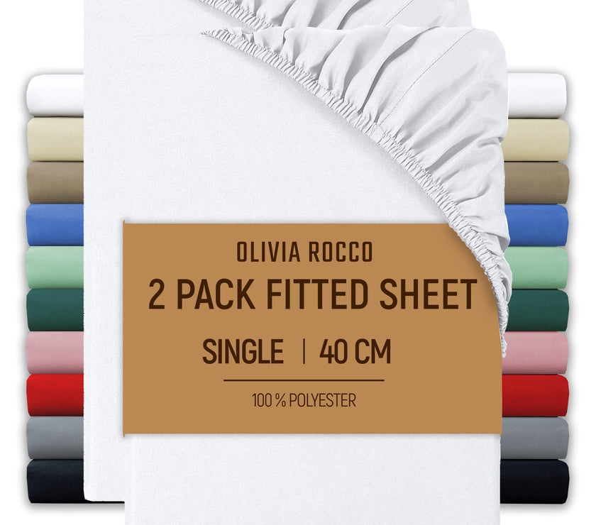 OLIVIA ROCCO 2 Pack Extra Deep Fitted Sheets 16 | Comfort & Quality