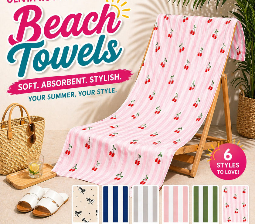 OLIVIA ROCCO Beach Towels Extra Large Super Soft Quick Dry Sand ...