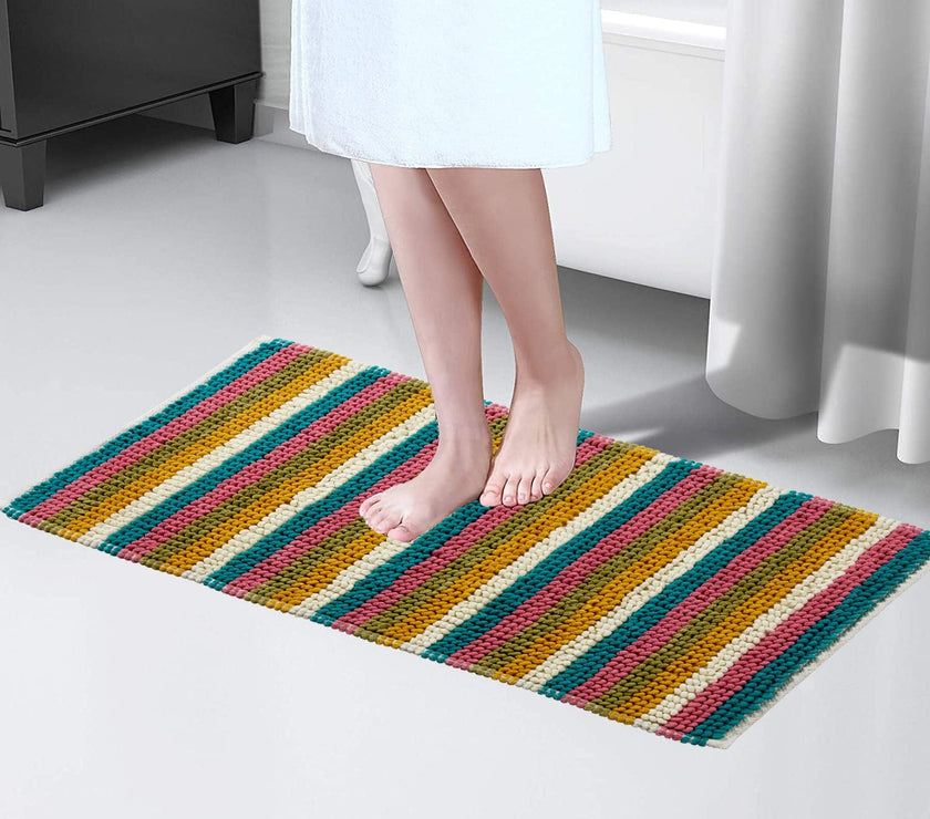 OLIVIA ROCCO Padstow Stripe Bathmat 50 x 80 | Quick-Drying & Anti-Slip