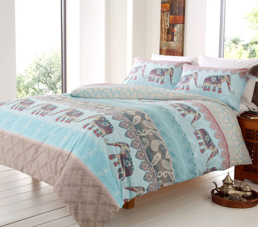 OLIVIA ROCCO Elly Duvet Set Cotton Rich Indian Elephant | Bold Colours