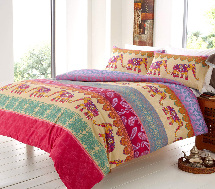 OLIVIA ROCCO Elly Duvet Set Cotton Rich Indian Elephant | Bold Colours